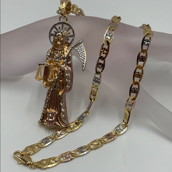 Accessories | Grim Reaper And Chain 3 Tone Gold Plated | Poshmark